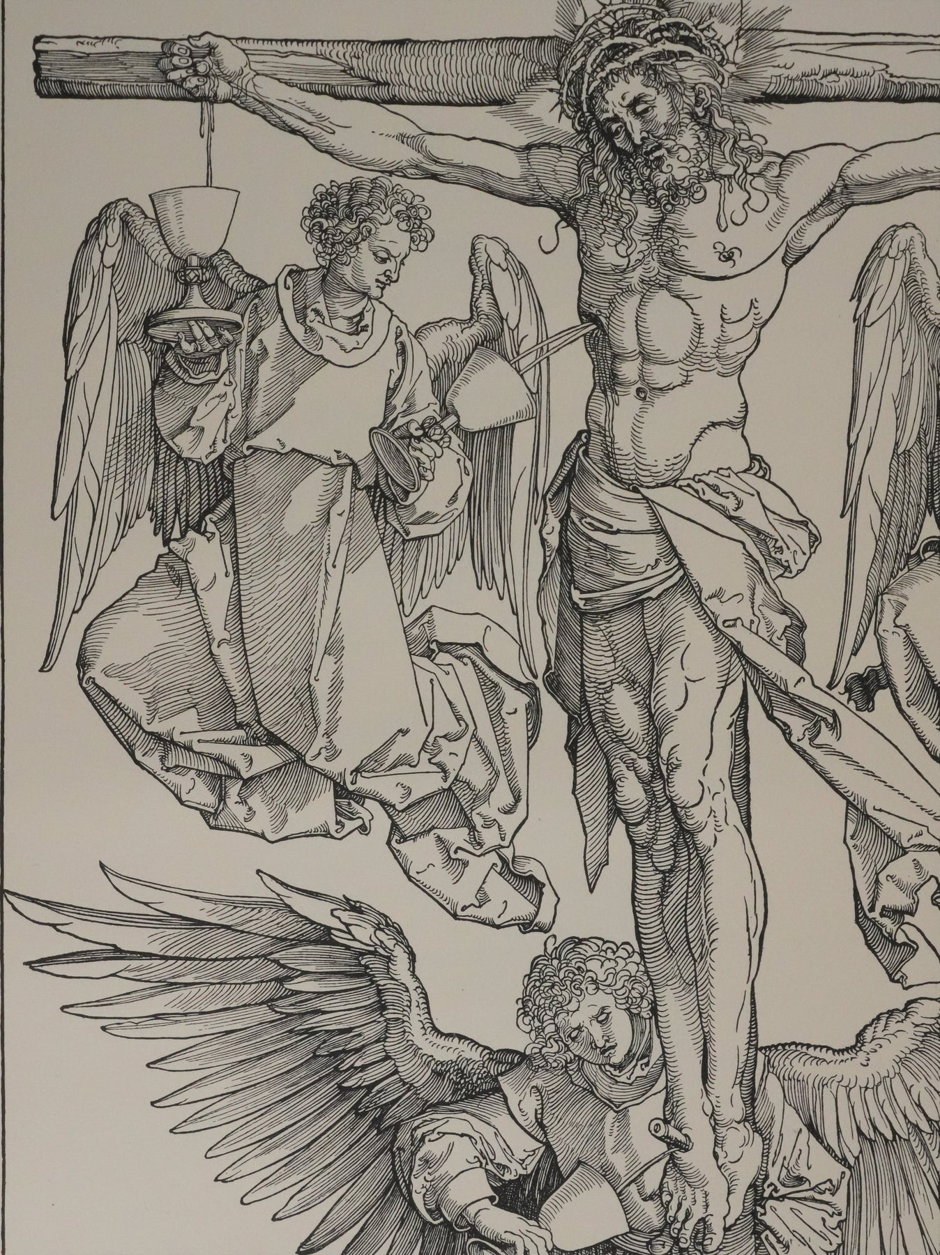 Albrecht DURER : Le Christ en croix aux trois anges (Détail), Gravure ...