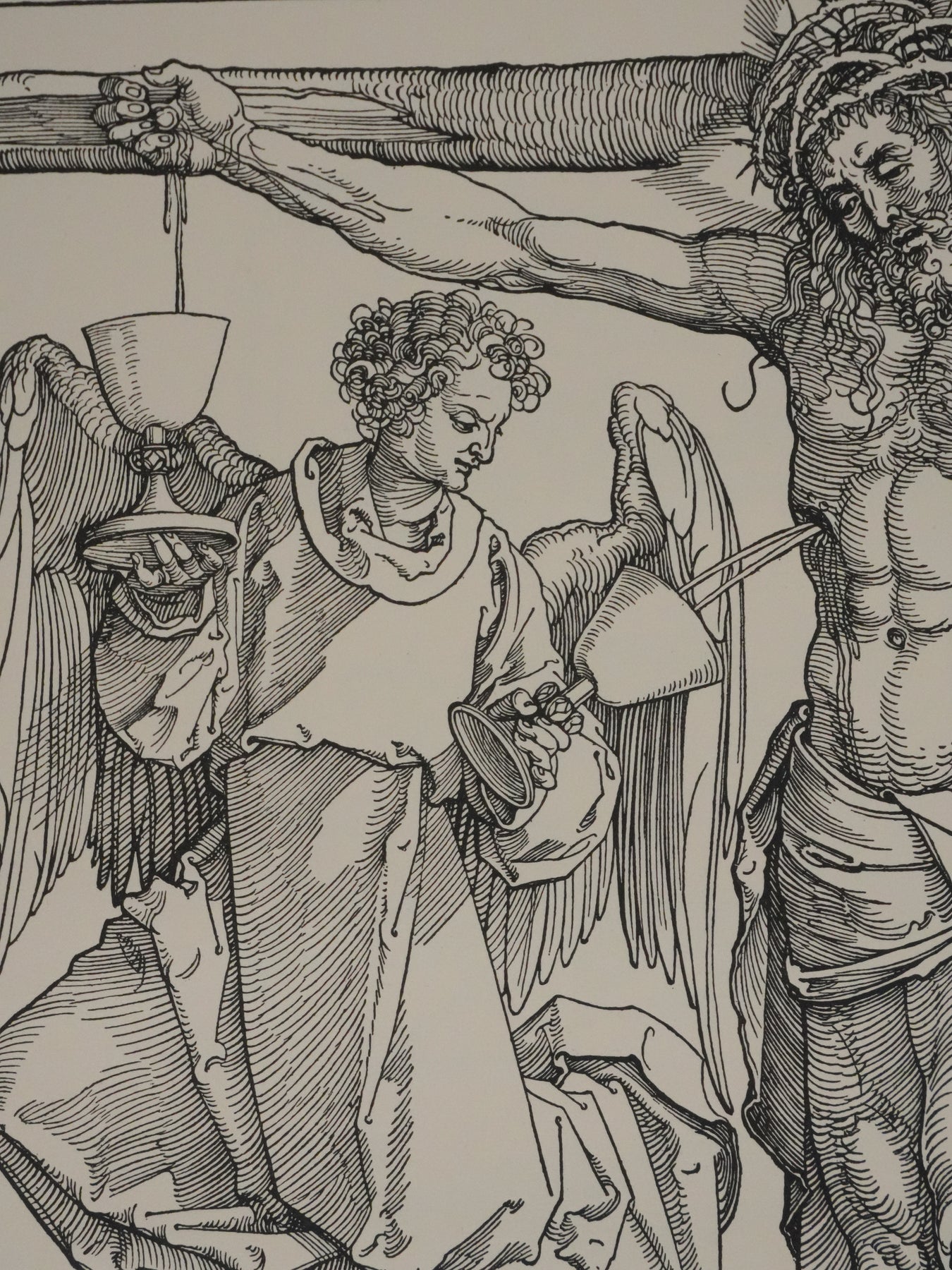 Albrecht DURER : Le Christ en croix aux trois anges (Détail), Gravure ...