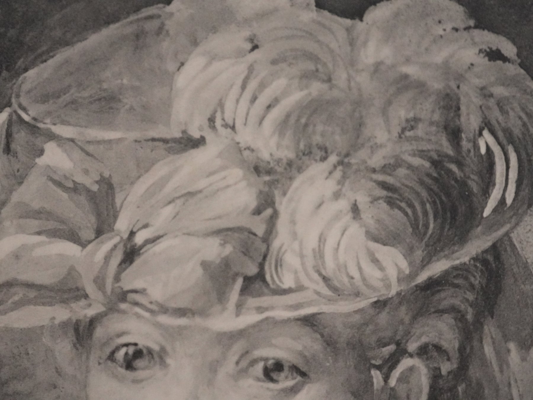 Jean-Baptiste HUET : Portrait d'une jeune fille à la coiffe, Lithograp ...