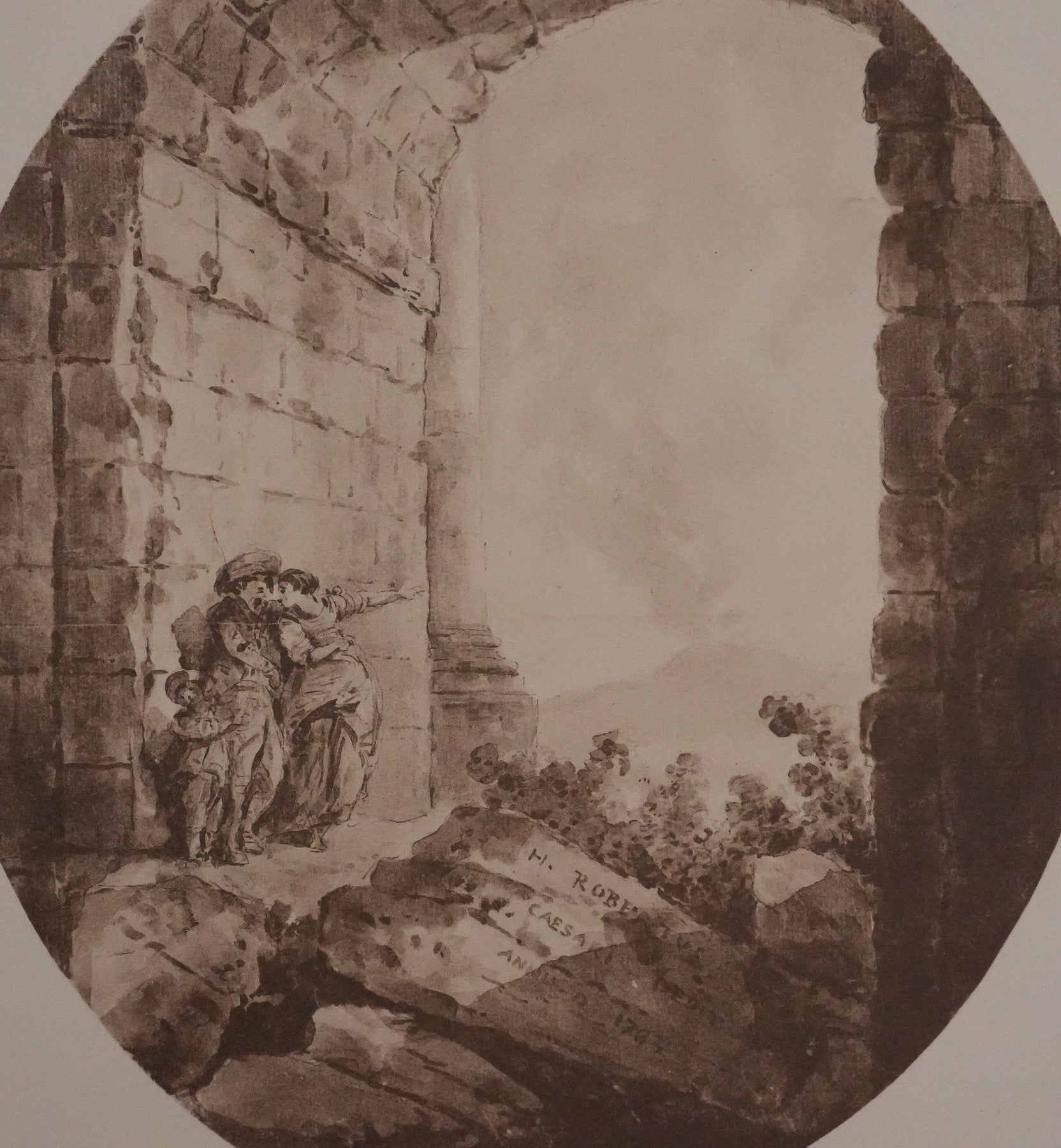 Hubert ROBERT : Le volcan en éruption, Lithographie et pochoir signée ...