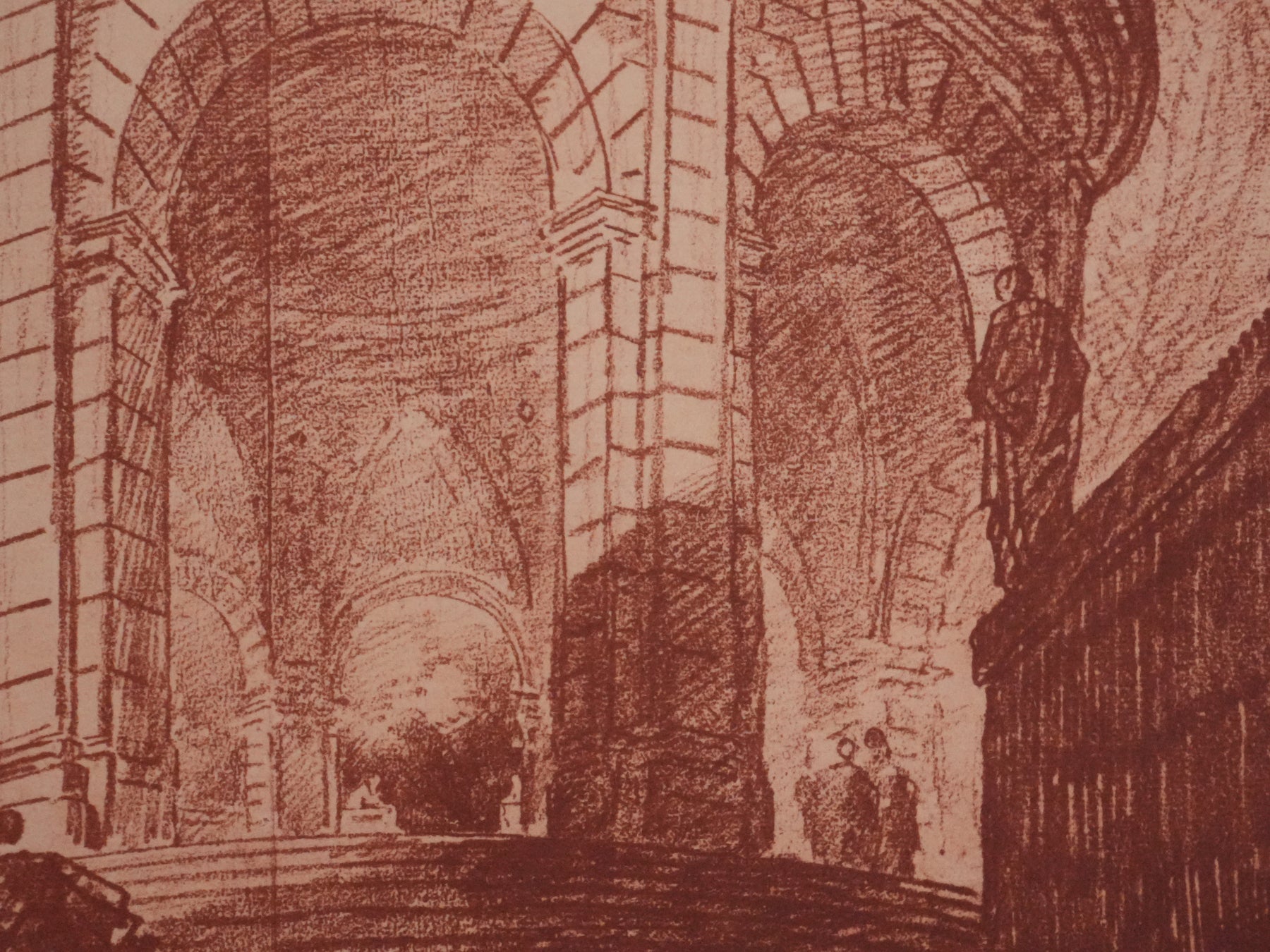 Hubert ROBERT : Basilique à la Villa Borghèse, Lithographie et pochoir ...