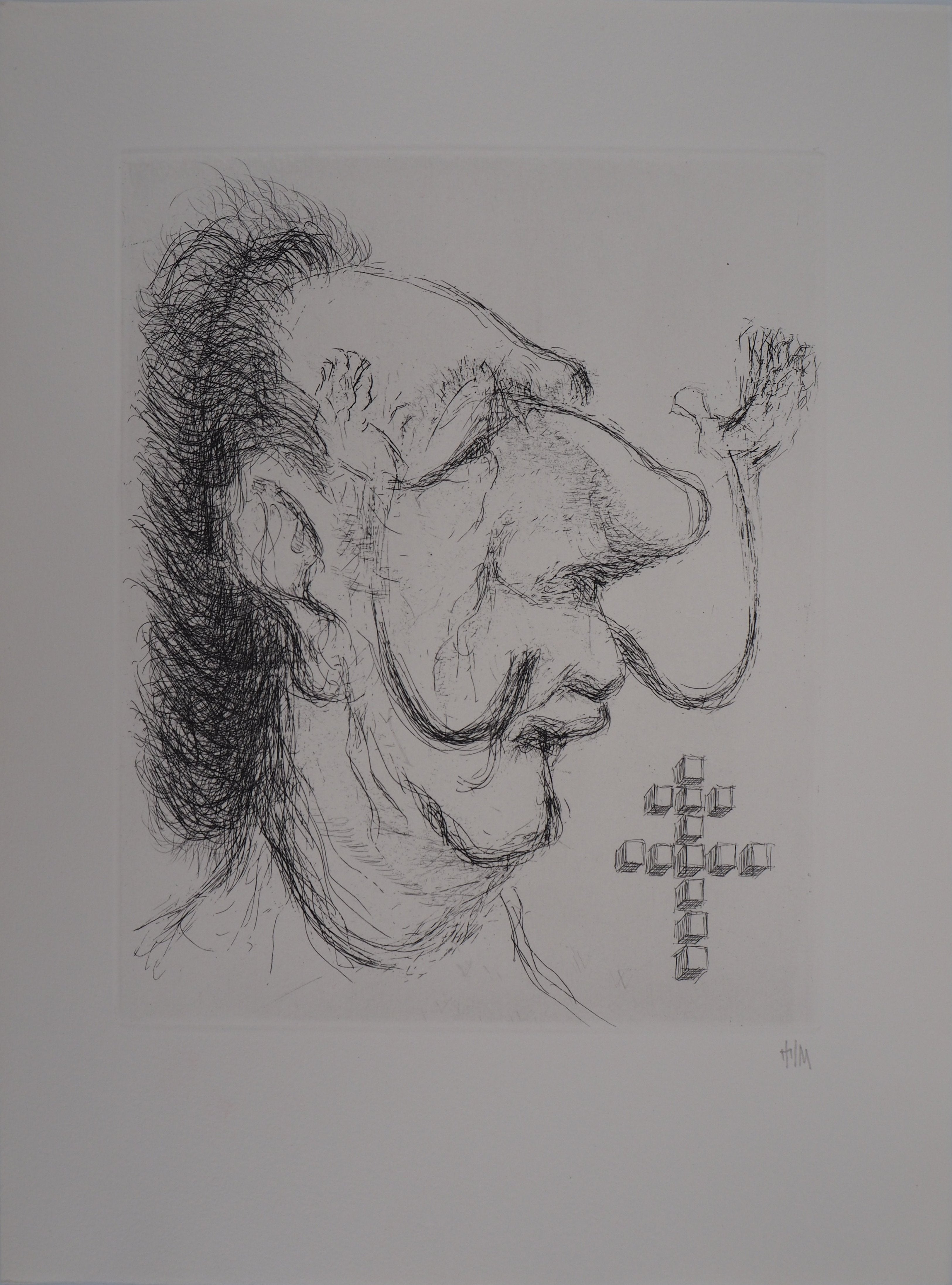 Louis Mitelberg) TIM: Dali as General de Gaulle, Original engraving ...
